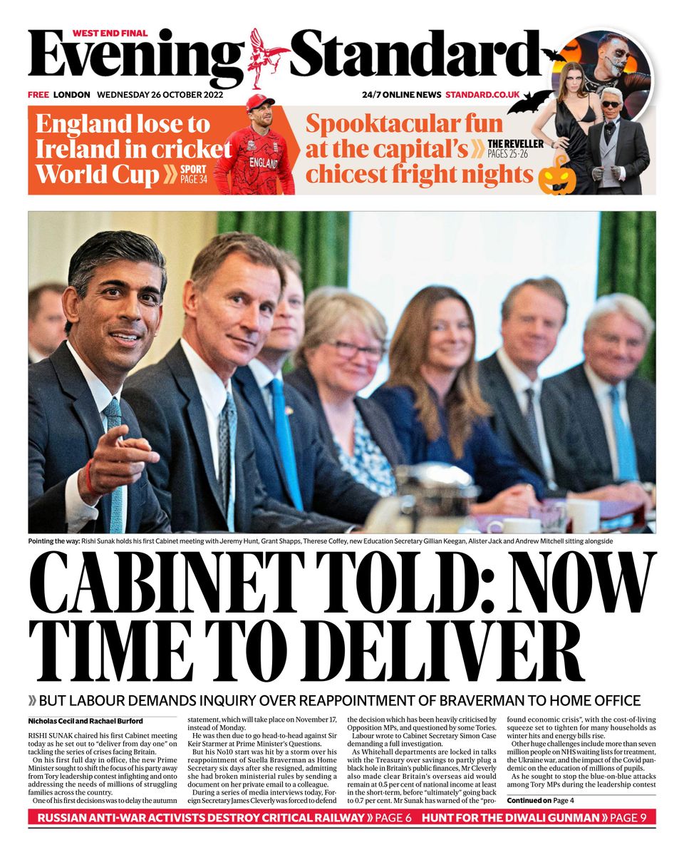 Evening Standard-October 26, 2022 Newspaper - Get your Digital Subscription