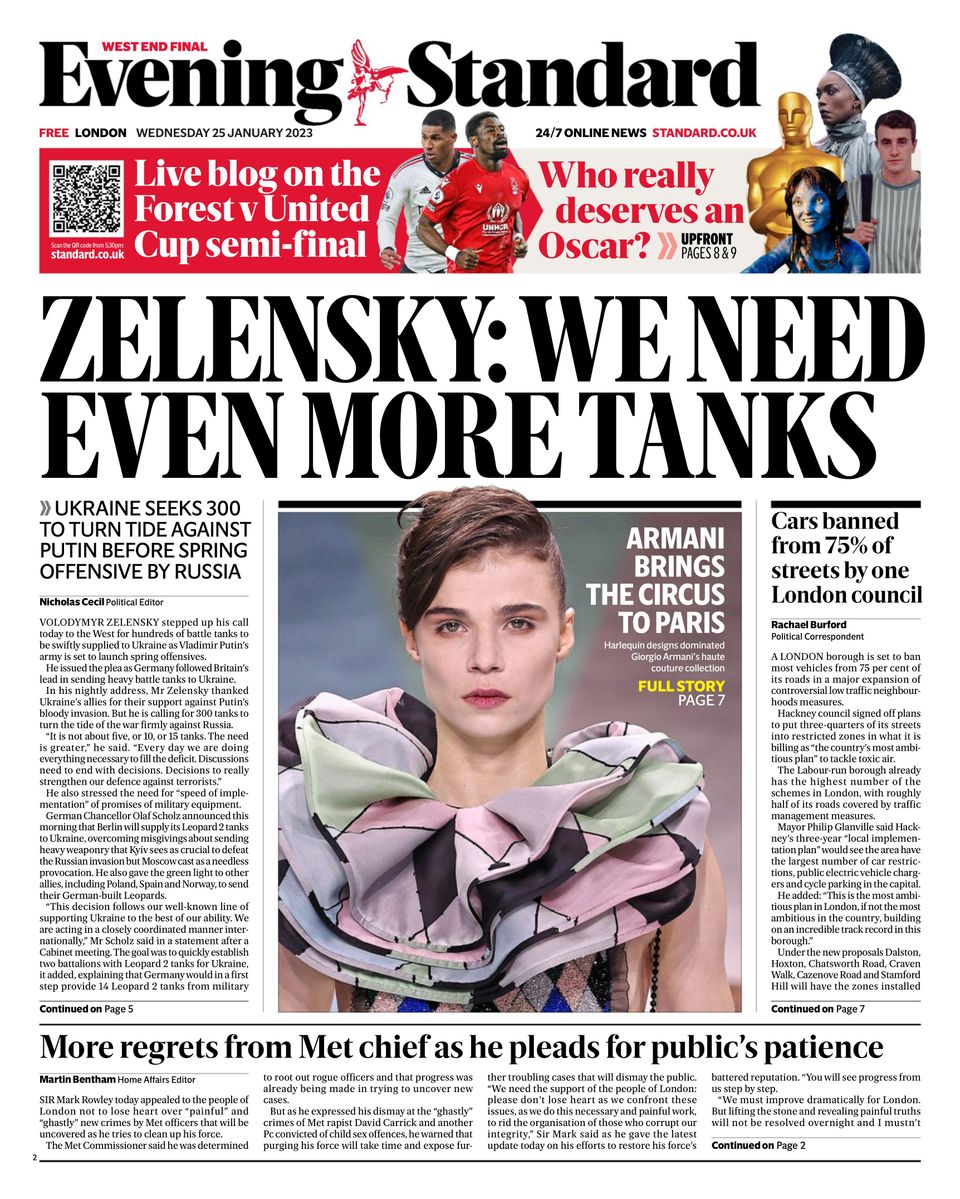 Evening Standard-January 25, 2023 Newspaper - Get your Digital Subscription