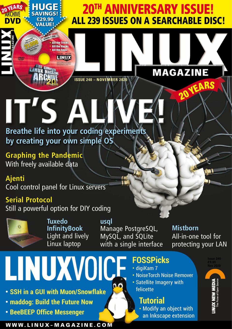 Get digital access to Linux Magazine - #240/November 2020: It’s Alive ...