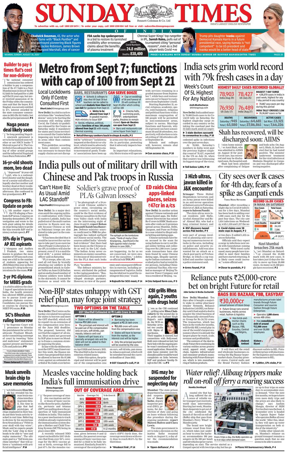 The Times of India Mumbai-August 30, 2020 Newspaper