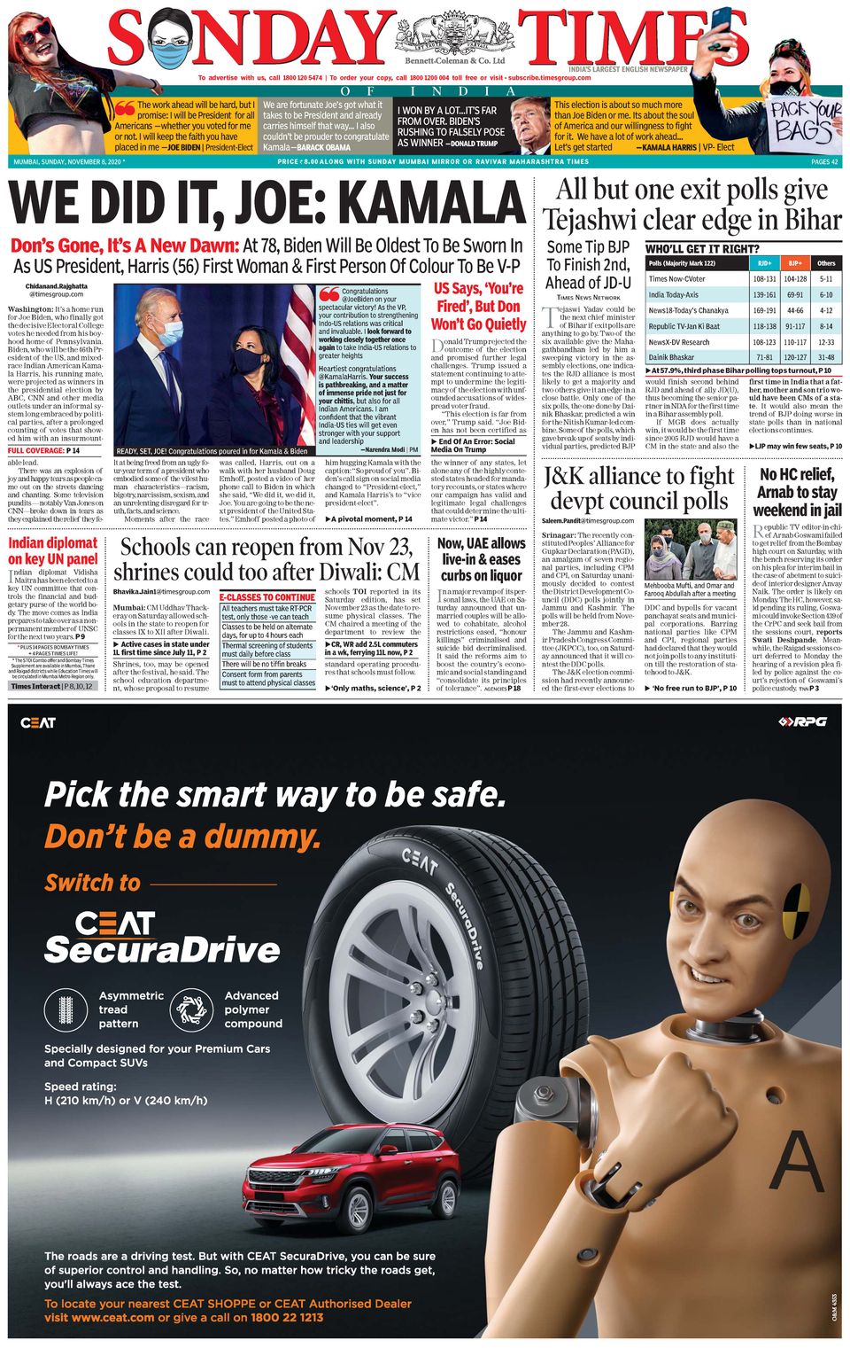 The Times of India Mumbai-November 08, 2020 Newspaper