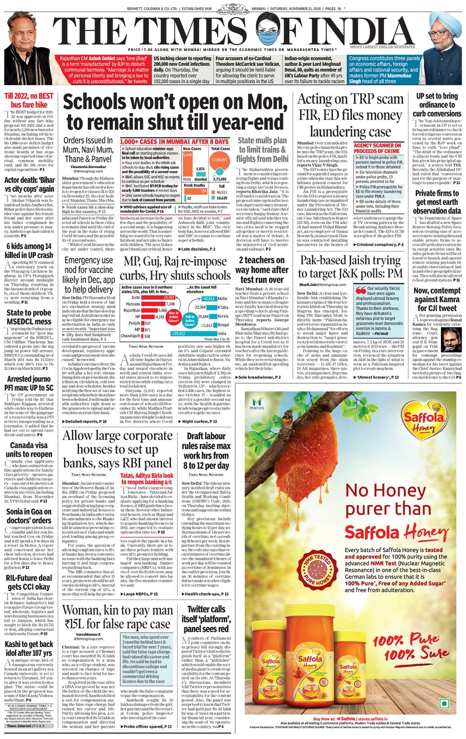 The Times of India Mumbai-November 21, 2020 Newspaper