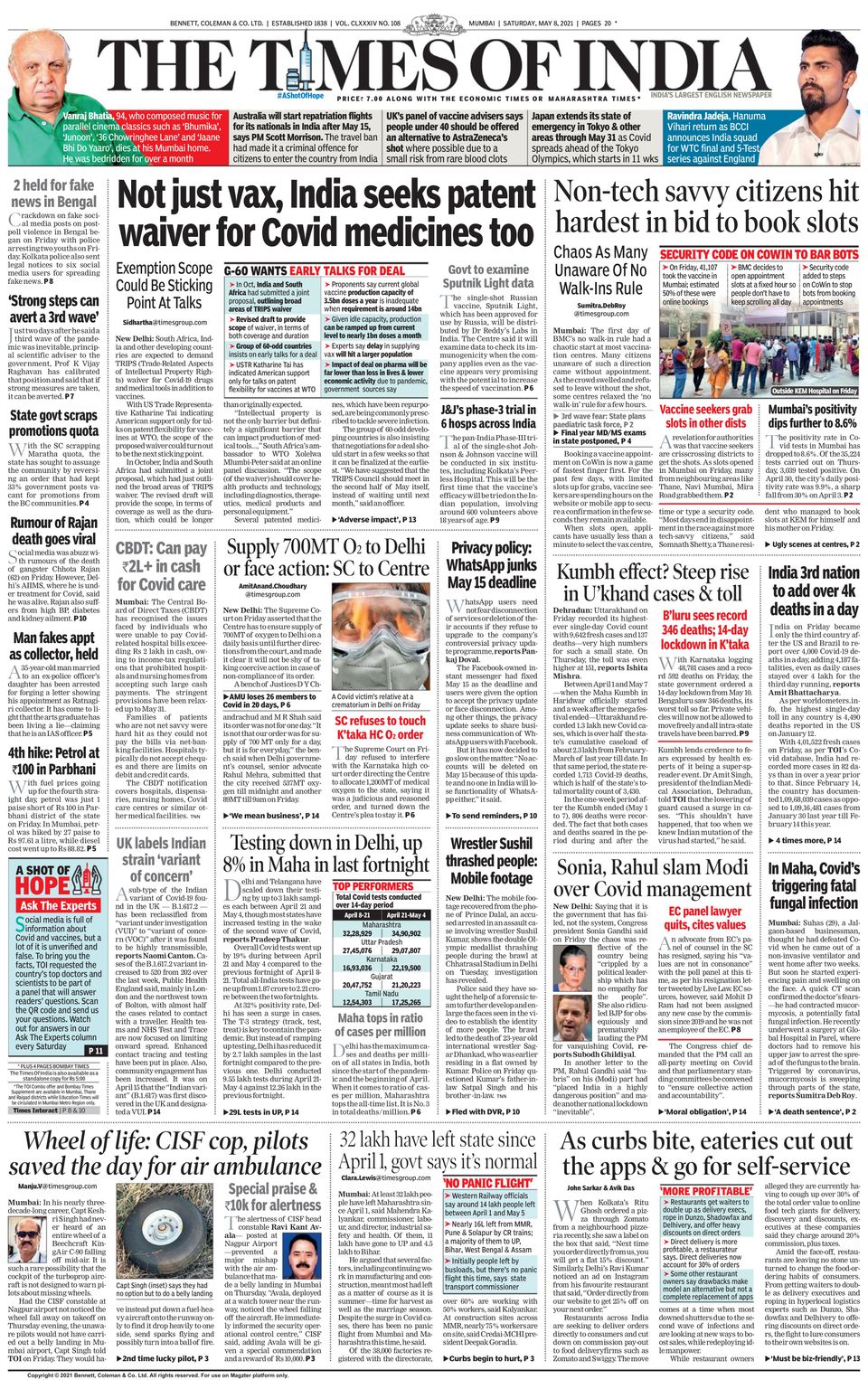 The Times of India Mumbai-May 08, 2021 Newspaper