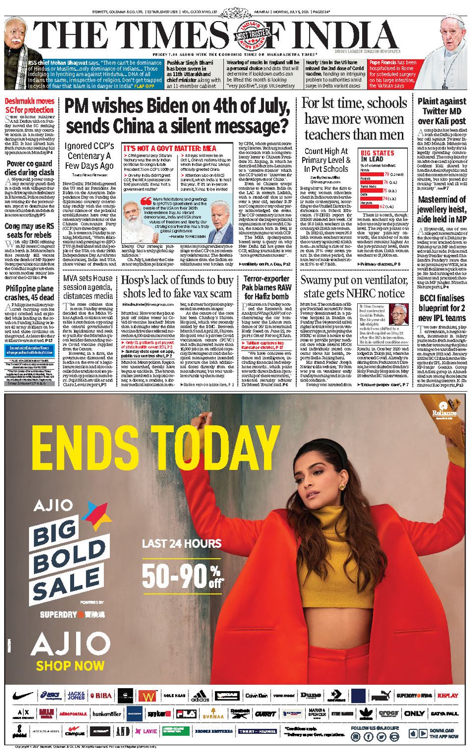 The Times of India Mumbai-July 05, 2021 Newspaper