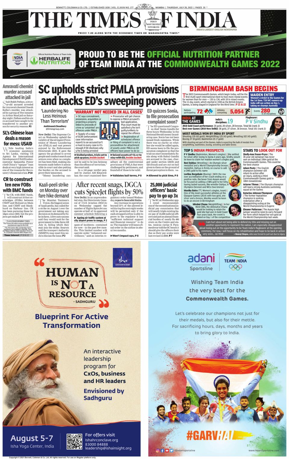 The Times of India Mumbai-July 28, 2022 Newspaper