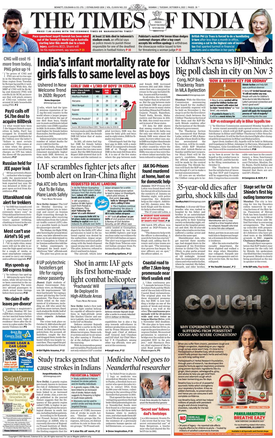 The Times of India Mumbai-October 04, 2022 Newspaper