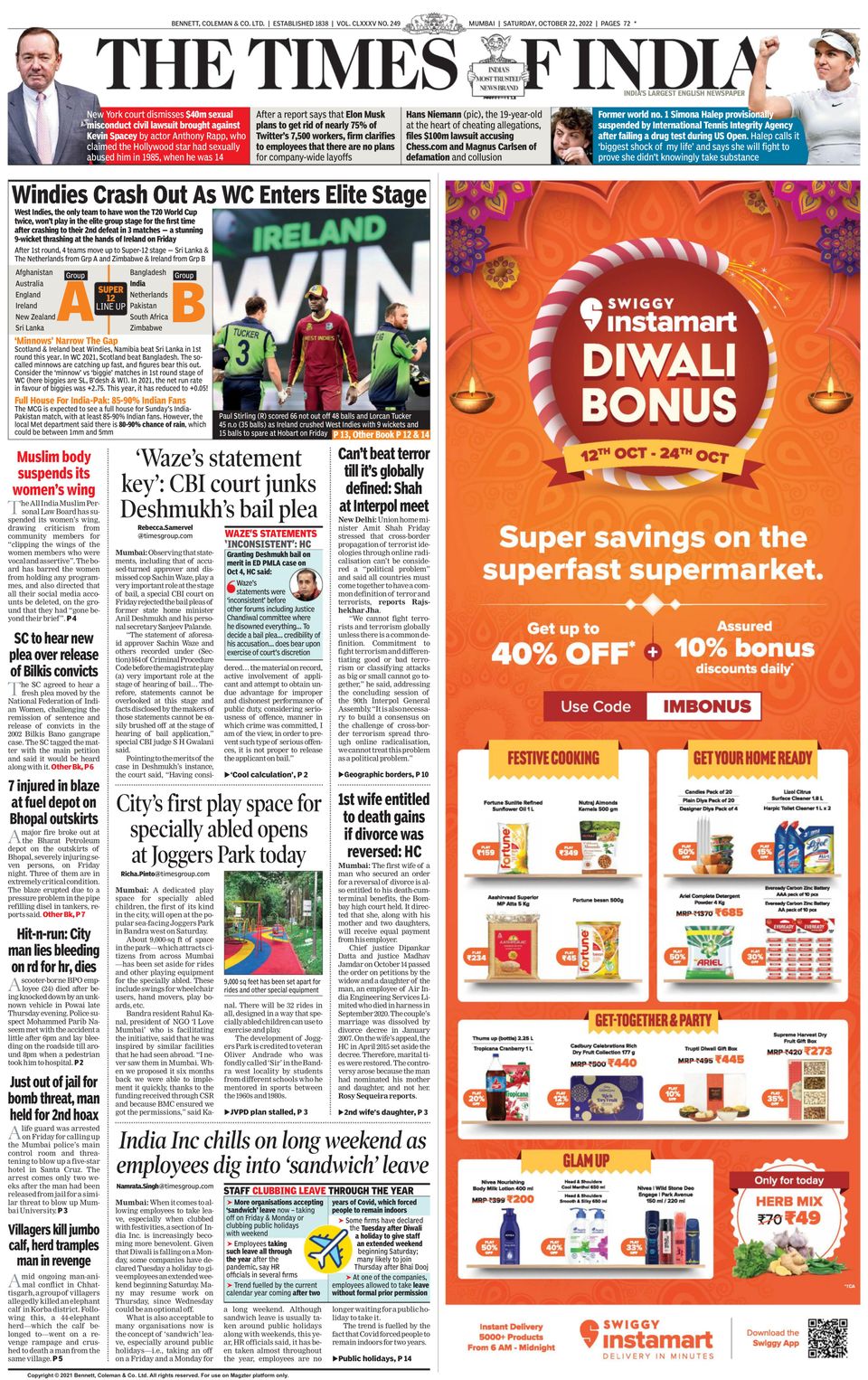The Times of India Mumbai-October 22, 2022 Newspaper