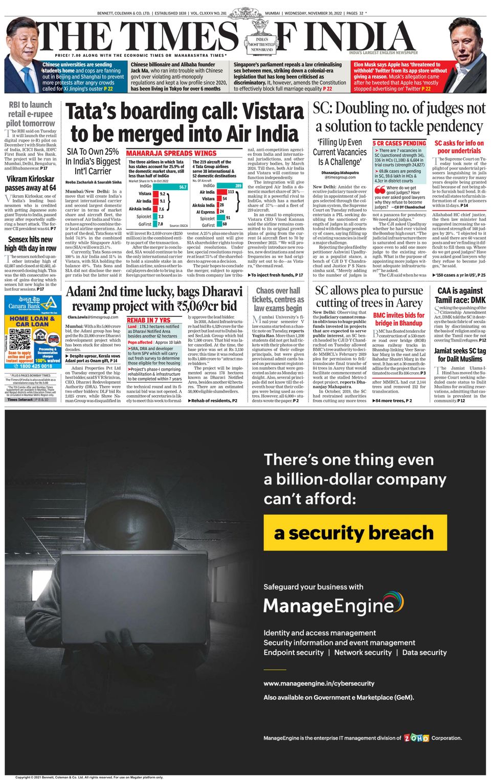 Get digital access to The Times of India Mumbai - November 30, 2022 issue | Magzter.com