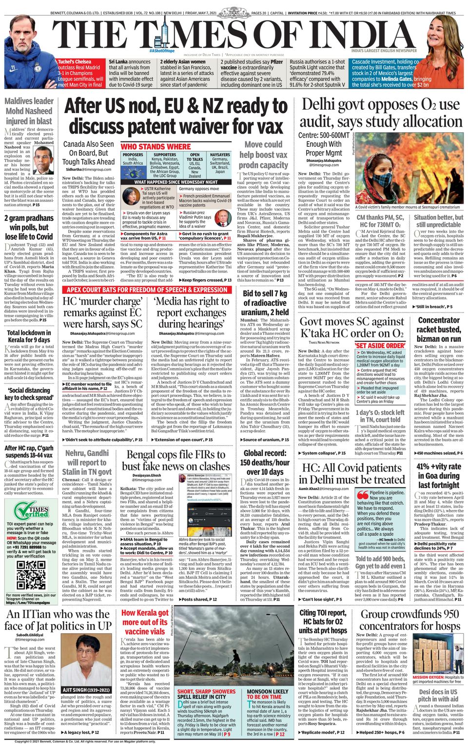Get digital access to The Times of India Delhi - May 07, 2021 issue ...