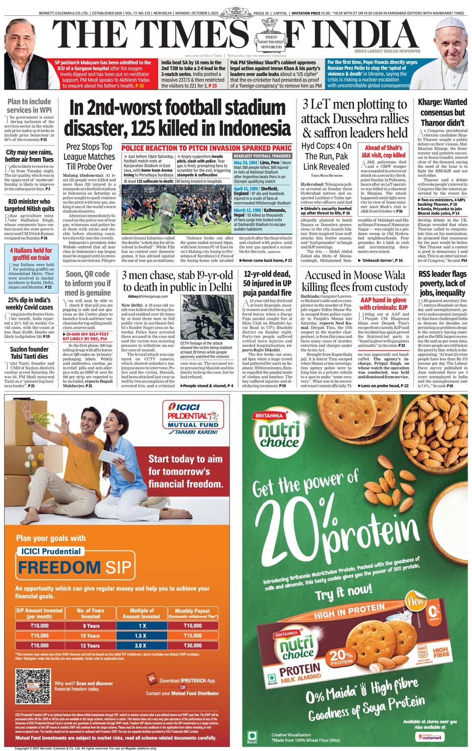 Get digital access to The Times of India Delhi - October 03, 2022 issue ...
