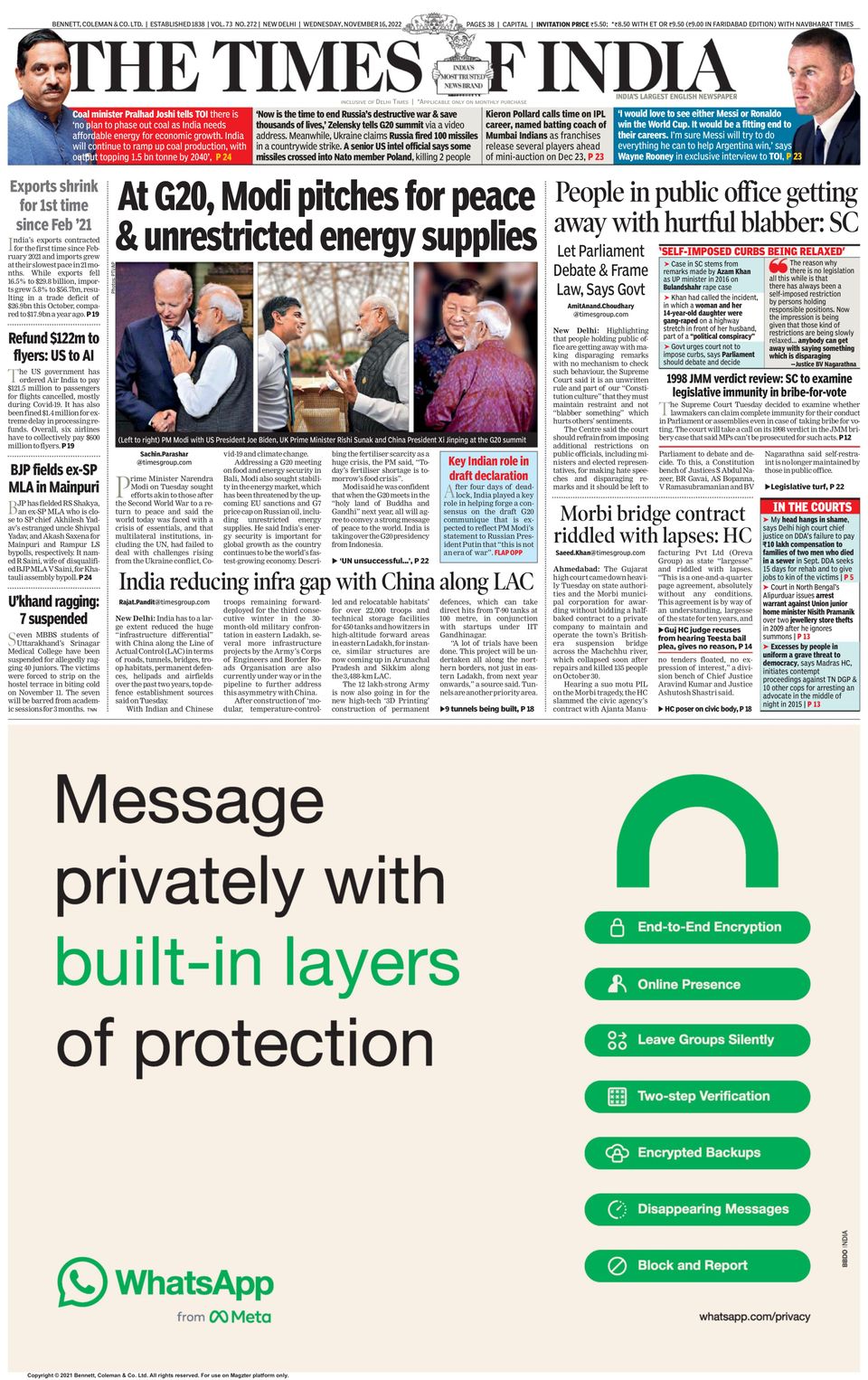 Get digital access to The Times of India Delhi - November 16, 2022 ...