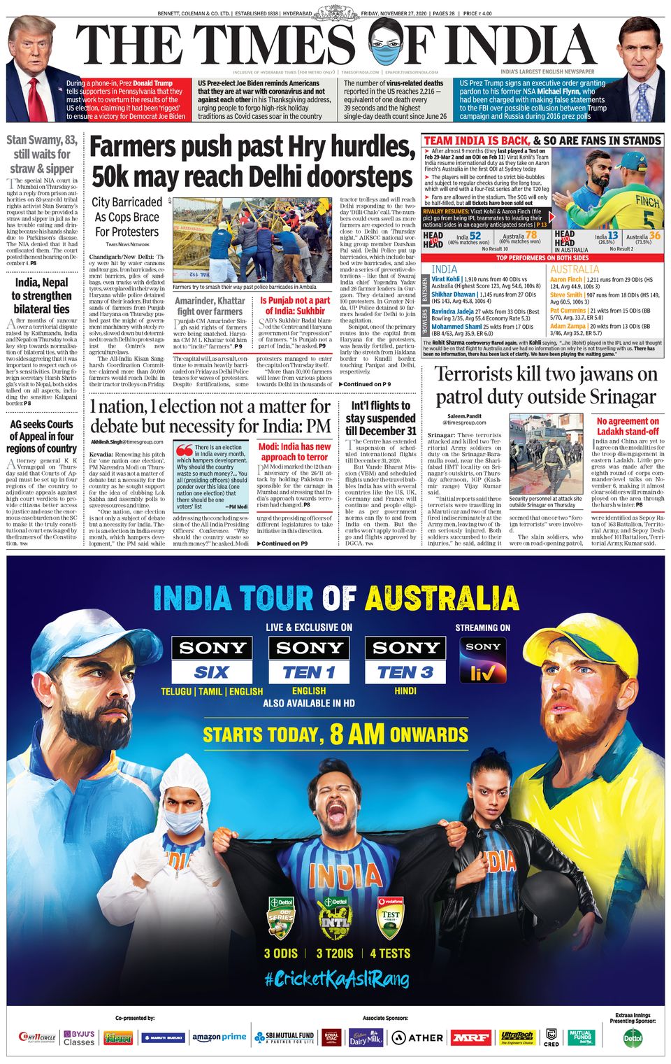 The Times of India Hyderabad-November 27, 2020 Newspaper