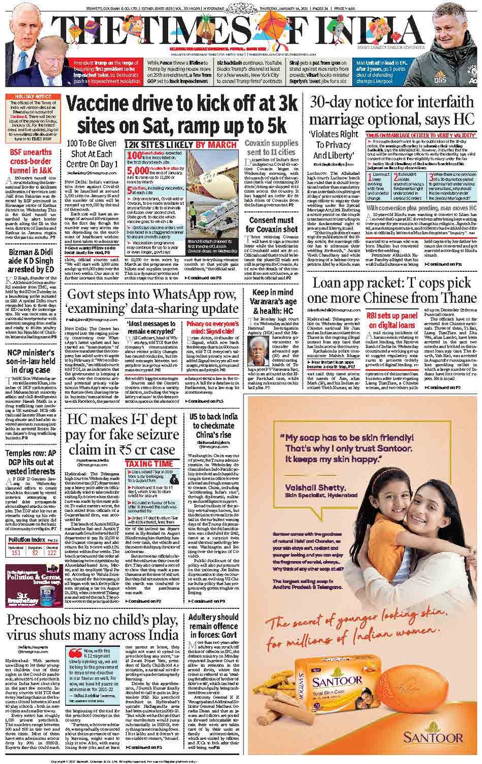 The Times of India Hyderabad-January 14, 2021 Newspaper