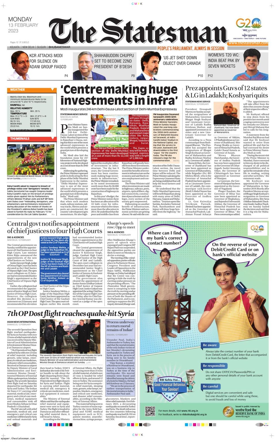 The Statesman Bhubaneswar-February 13, 2023 Newspaper