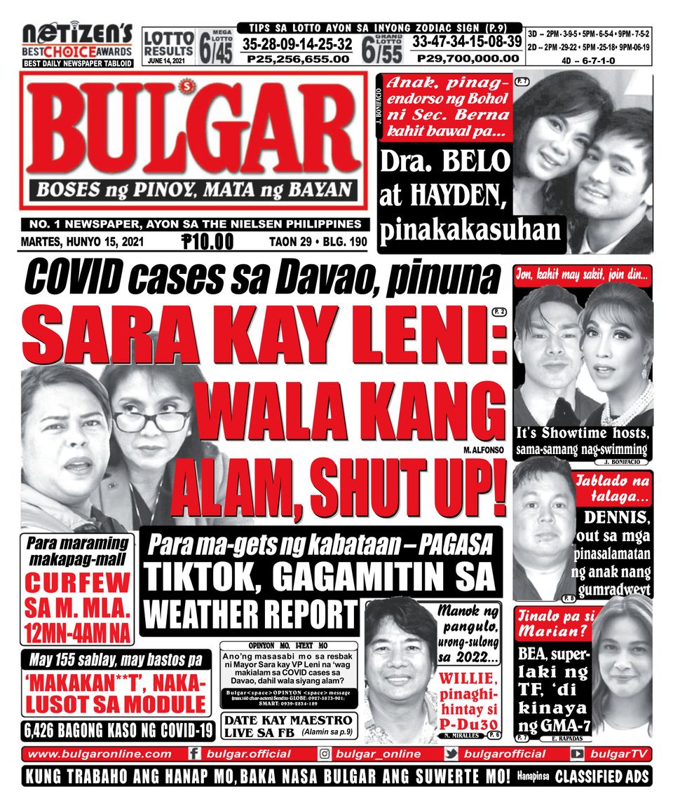 Bulgar Newspaper/Tabloid-June 15, 2021 Newspaper