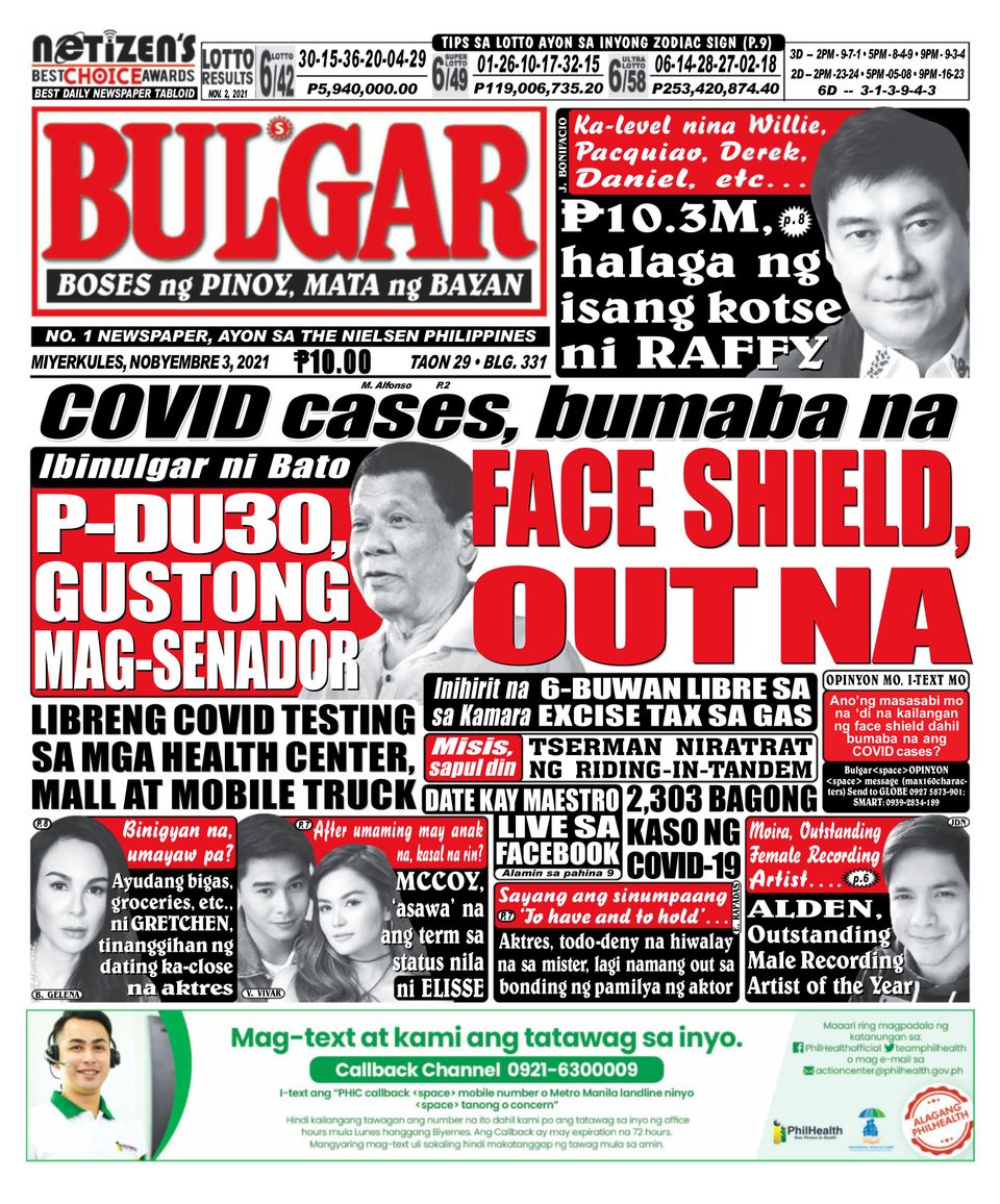 Bulgar Newspaper/Tabloid-November 03, 2021 Newspaper