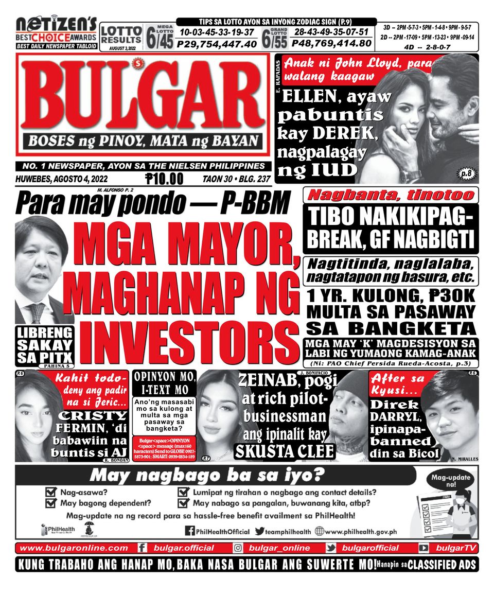 Bulgar Newspaper/Tabloid-August 04, 2022 Newspaper