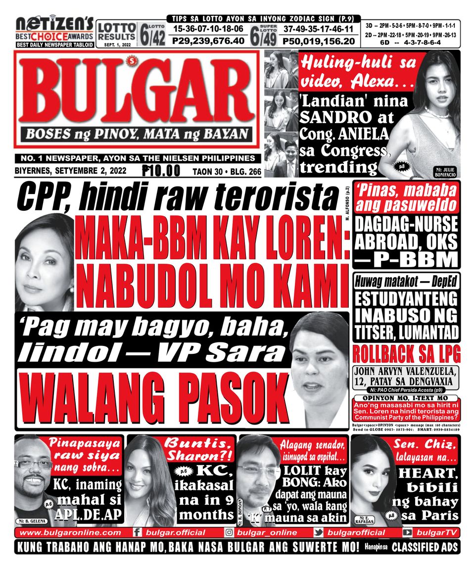 Bulgar Newspaper/Tabloid-September 02, 2022 Newspaper