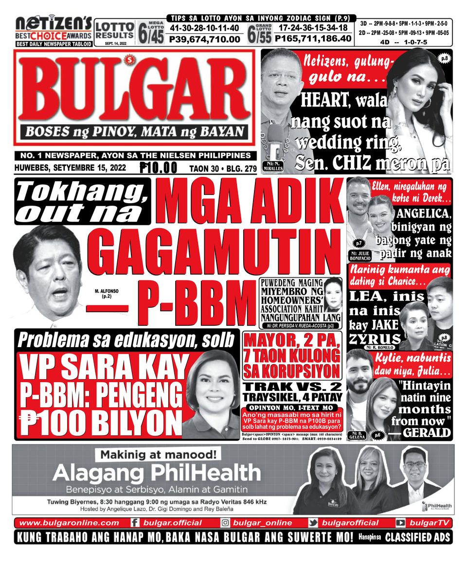 Bulgar Newspaper/Tabloid-September 15, 2022 Newspaper