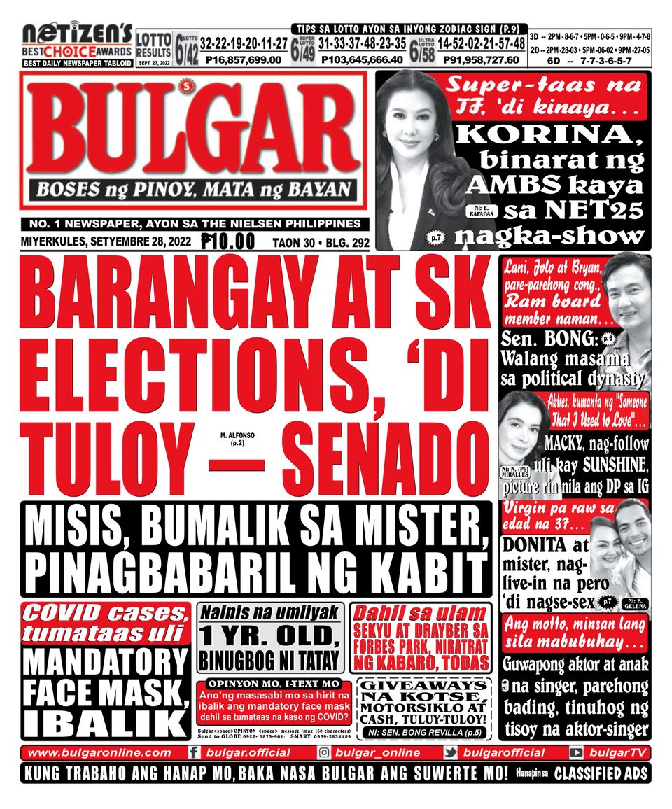 Bulgar Newspaper/Tabloid-September 28, 2022 Newspaper