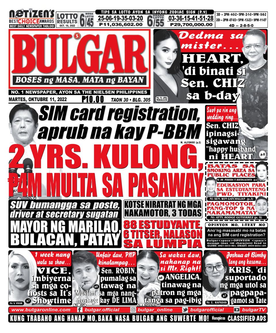 Bulgar Newspaper/Tabloid-October 11, 2022 Newspaper