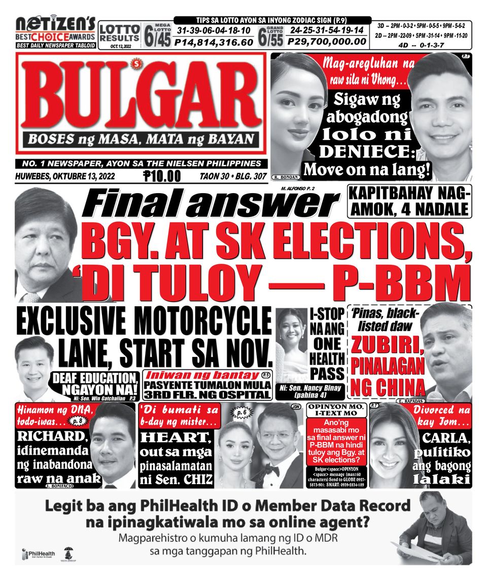 Bulgar Newspaper/Tabloid-October 13, 2022 Newspaper