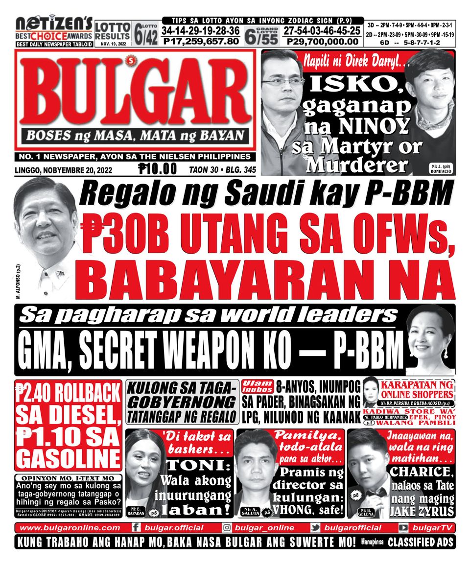 Bulgar Newspaper/Tabloid-November 20, 2022 Newspaper