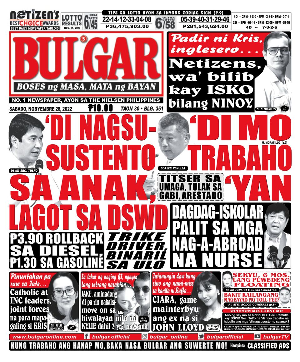 Bulgar Newspaper/Tabloid-November 26, 2022 Newspaper