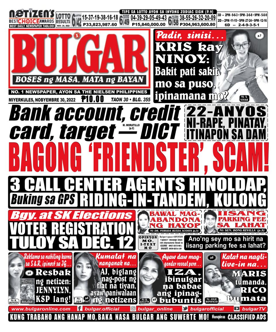 Bulgar Newspaper/Tabloid-November 30, 2022 Newspaper