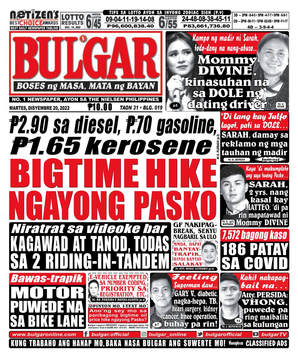 Bulgar Newspaper/Tabloid-December 20, 2022 Newspaper