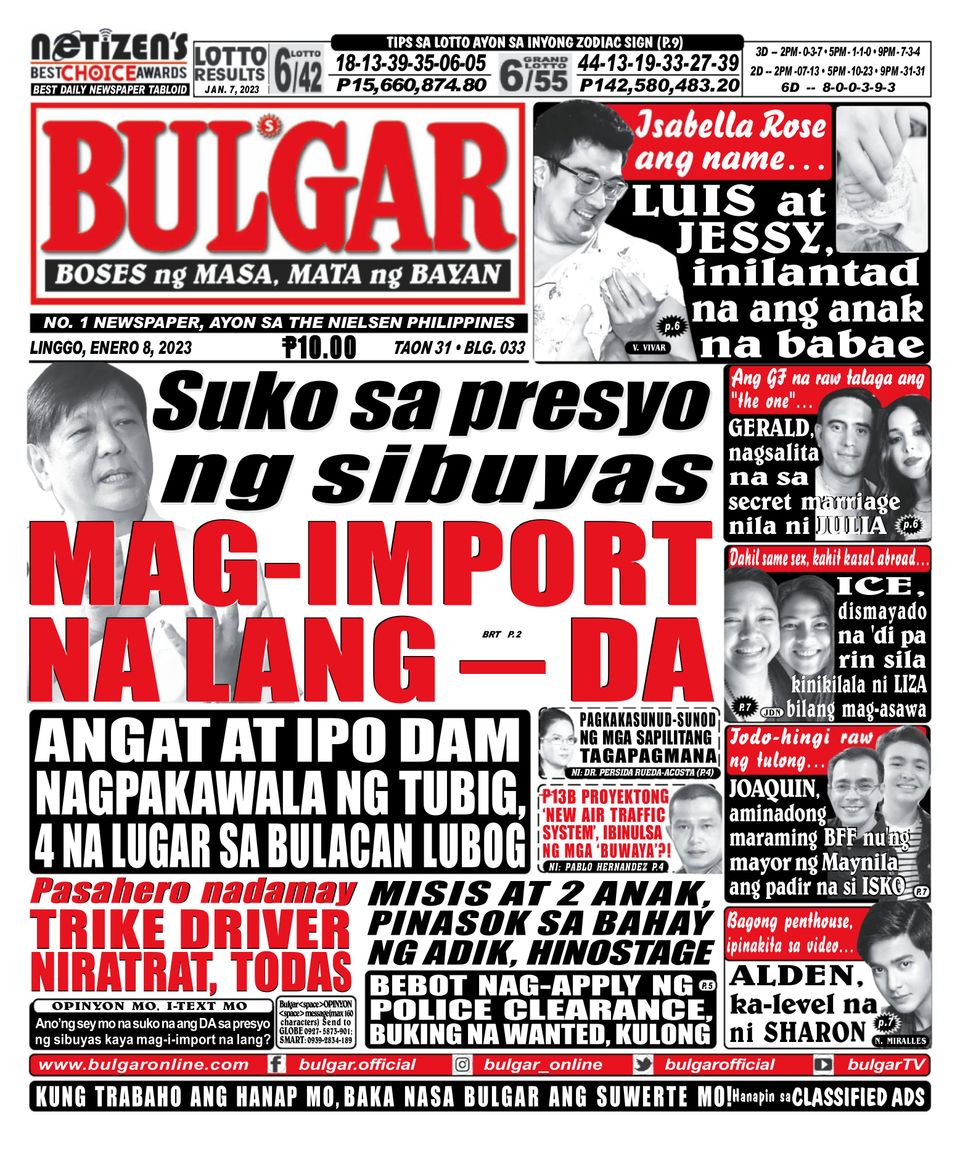 Bulgar Newspaper/Tabloid-January 08, 2023 Newspaper
