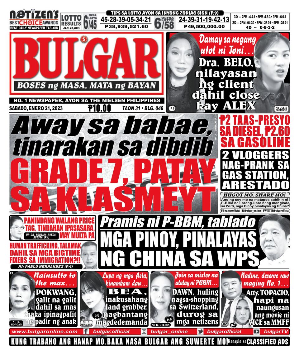 Bulgar Newspaper/Tabloid-January 21, 2023 Newspaper