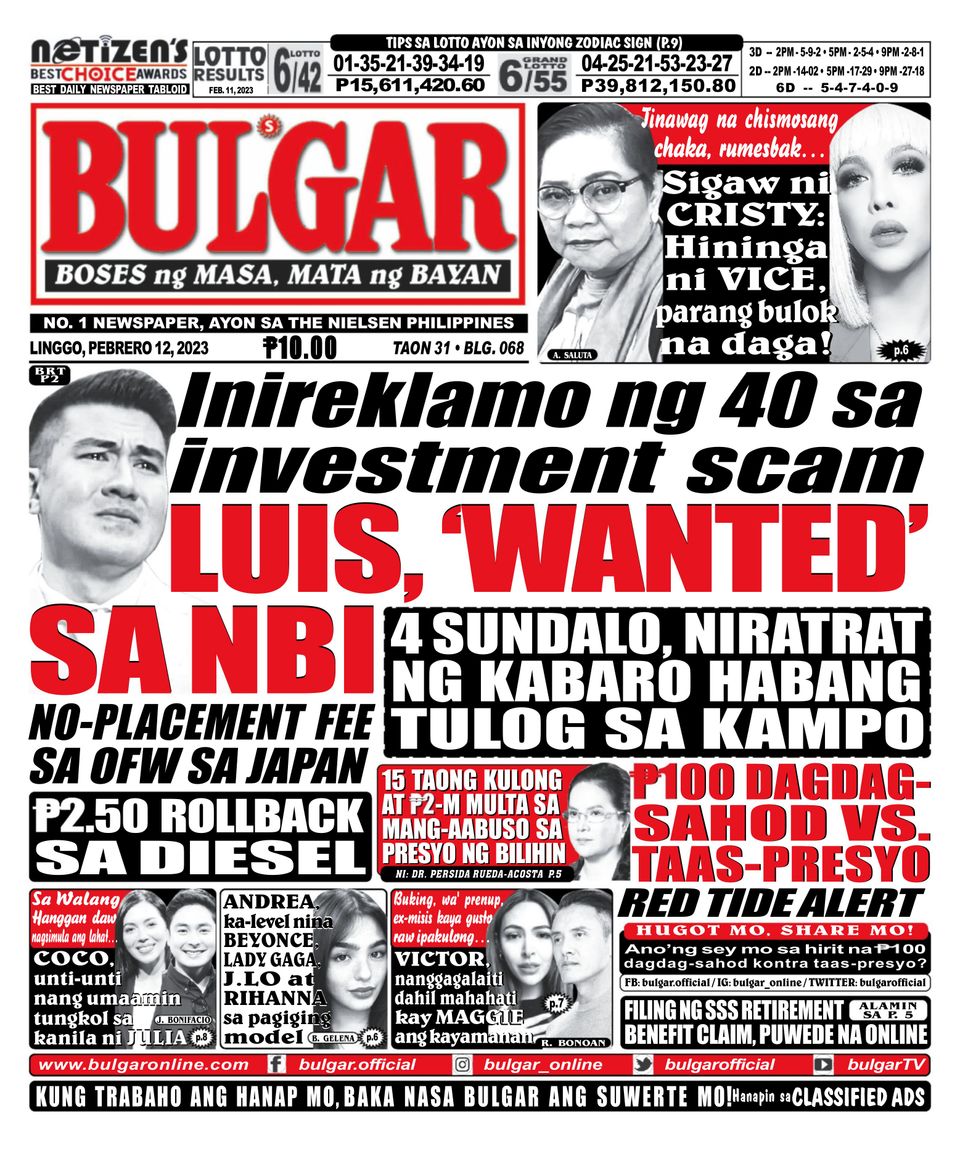 Bulgar Newspaper/Tabloid-February 12, 2023 Newspaper