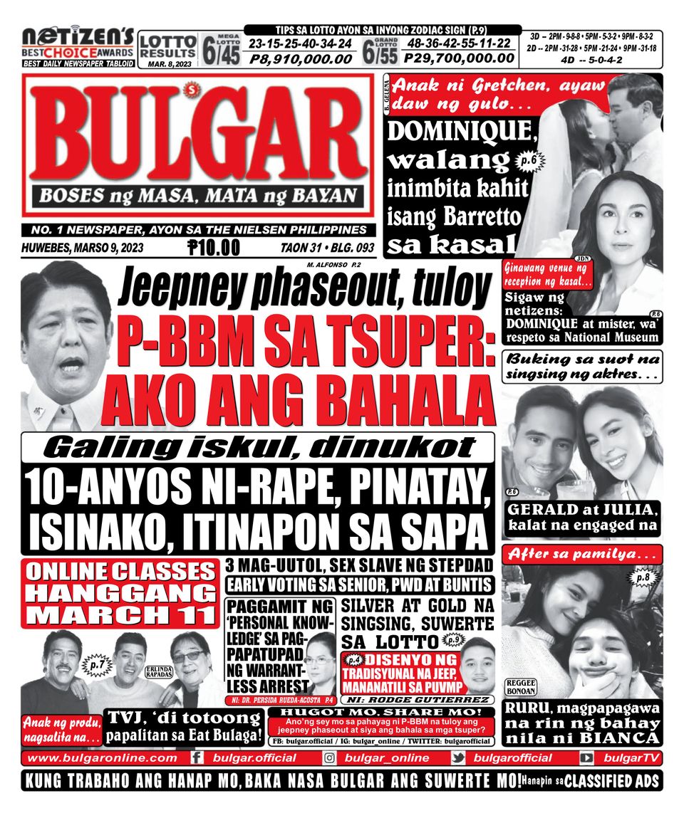 Bulgar Newspaper/Tabloid-March 09, 2023 Newspaper