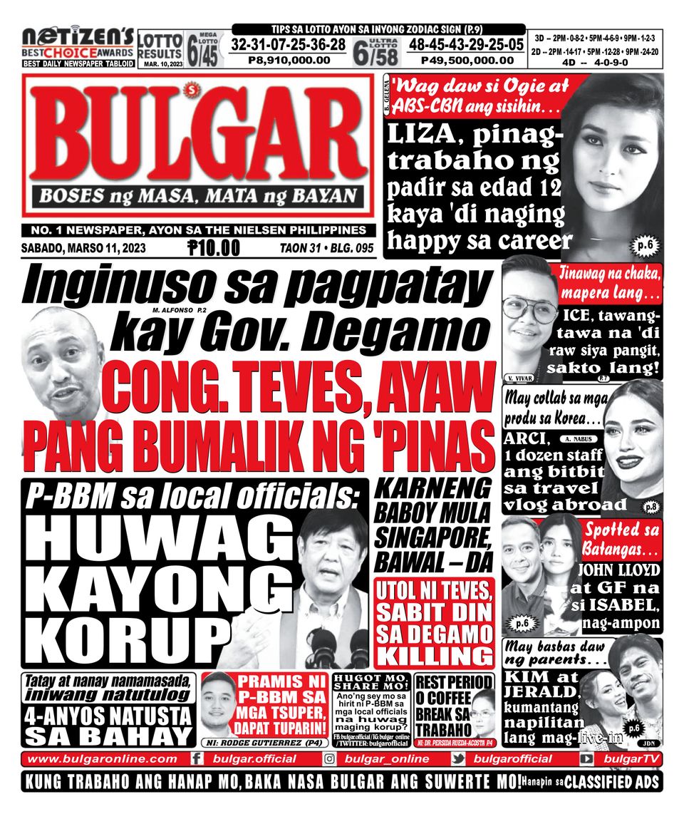 Bulgar Newspaper/Tabloid-March 11, 2023 Newspaper