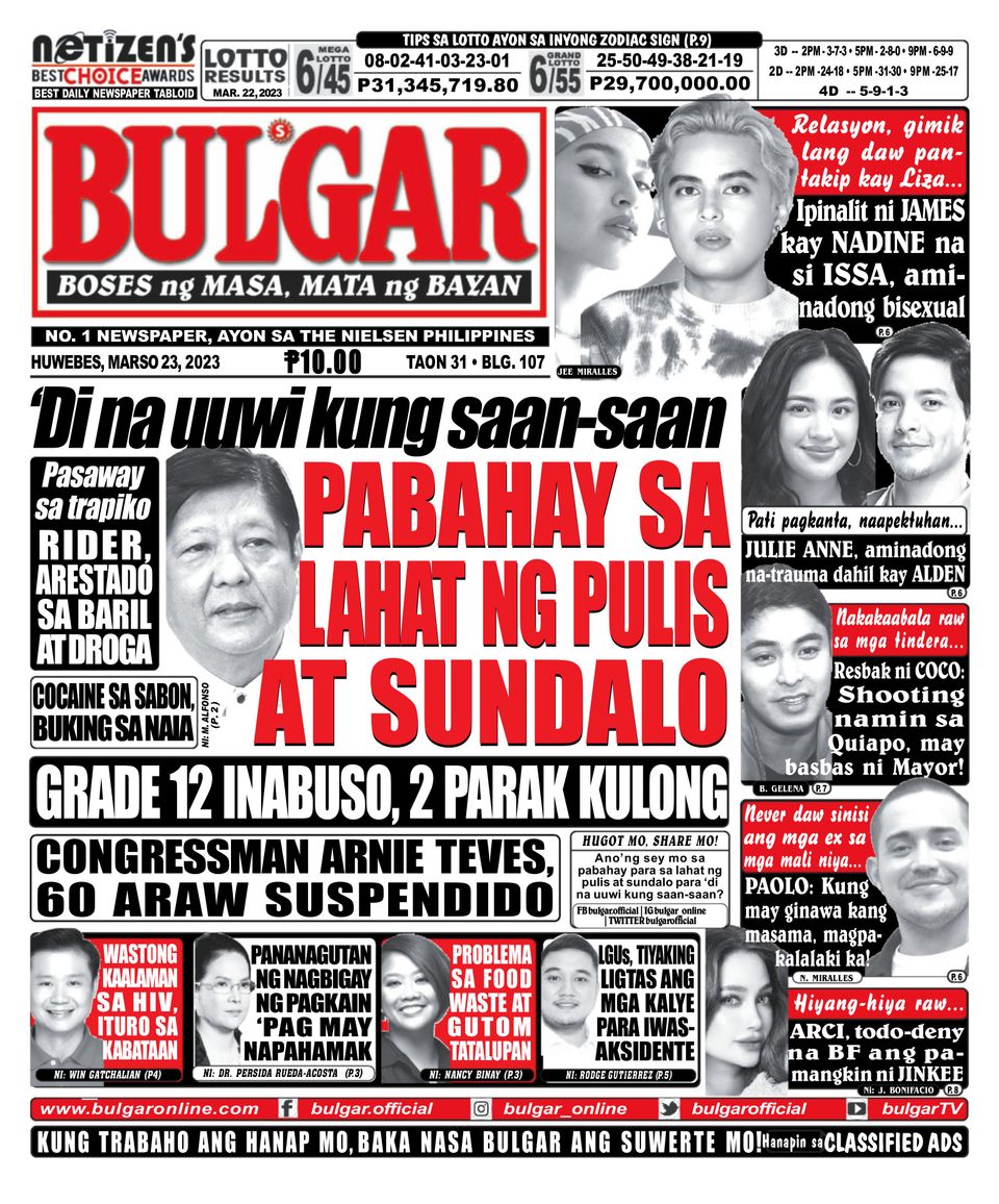 Bulgar Newspaper/Tabloid-March 23, 2023 Newspaper