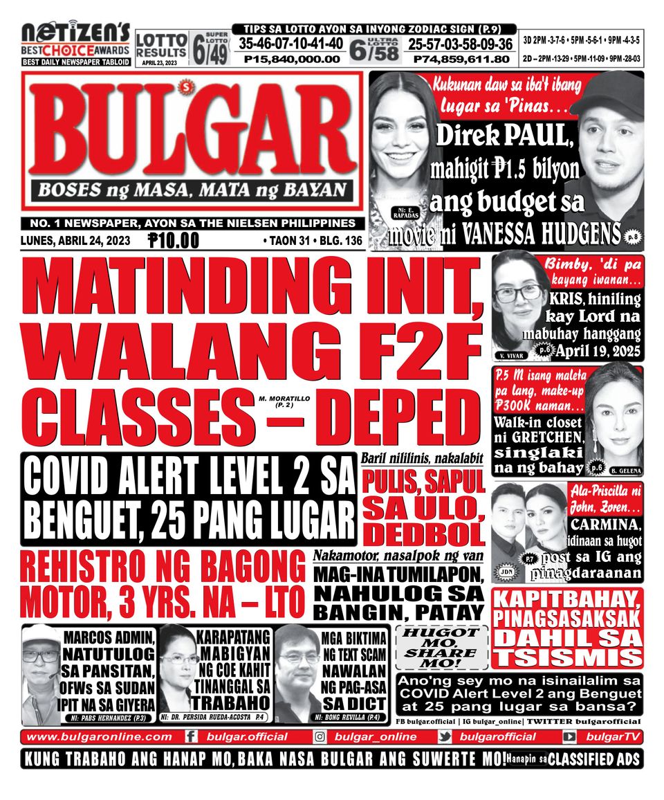 Bulgar Newspaper/Tabloid-April 24, 2023 Newspaper