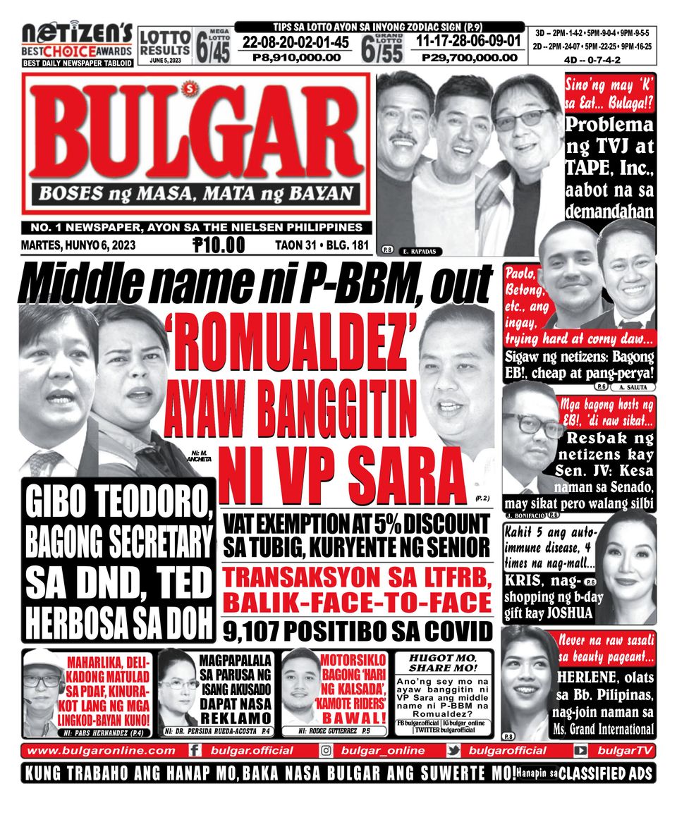 Bulgar Newspaper/Tabloid-June 06, 2023 Newspaper