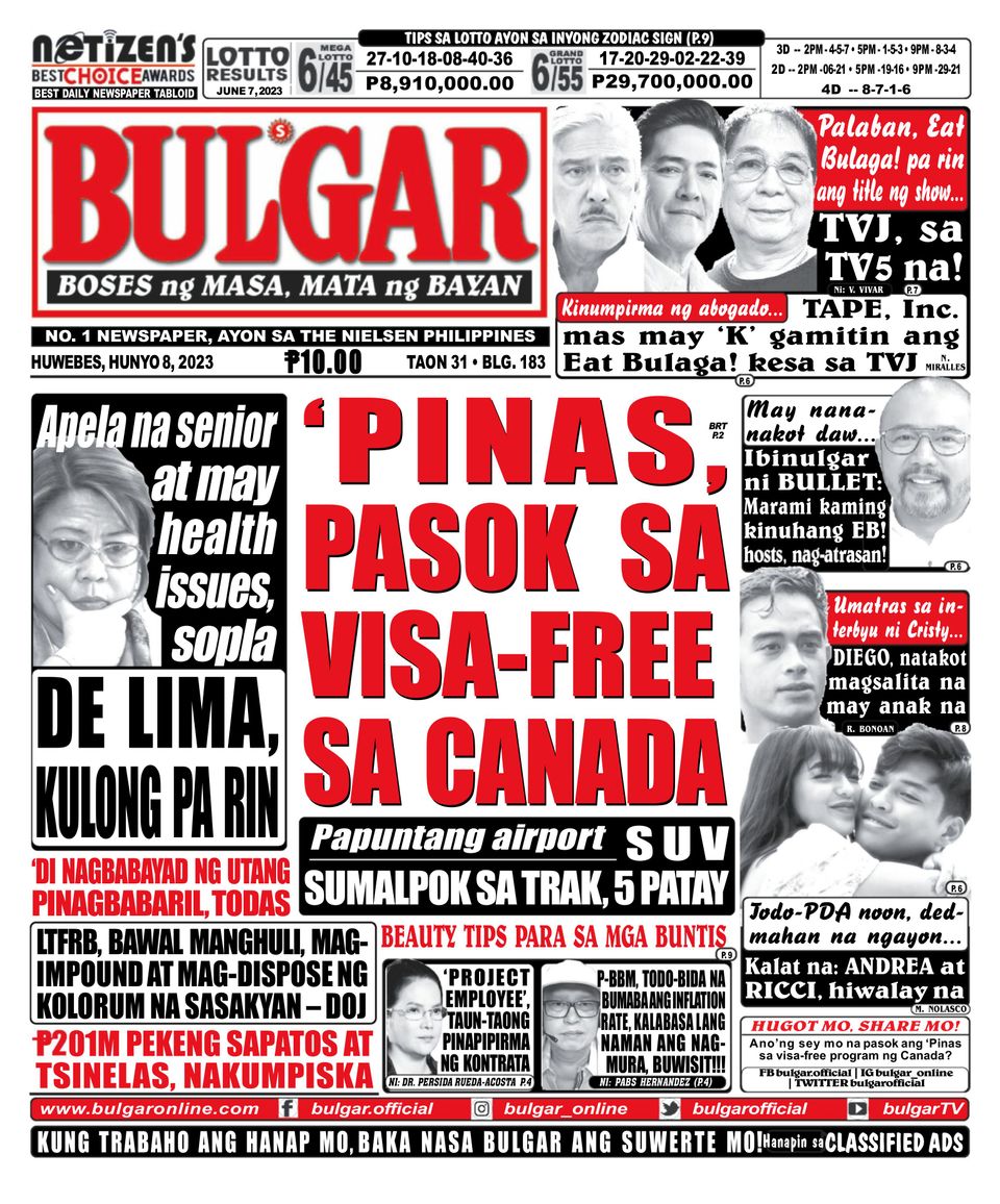 Bulgar Newspaper/Tabloid-June 08, 2023 Newspaper