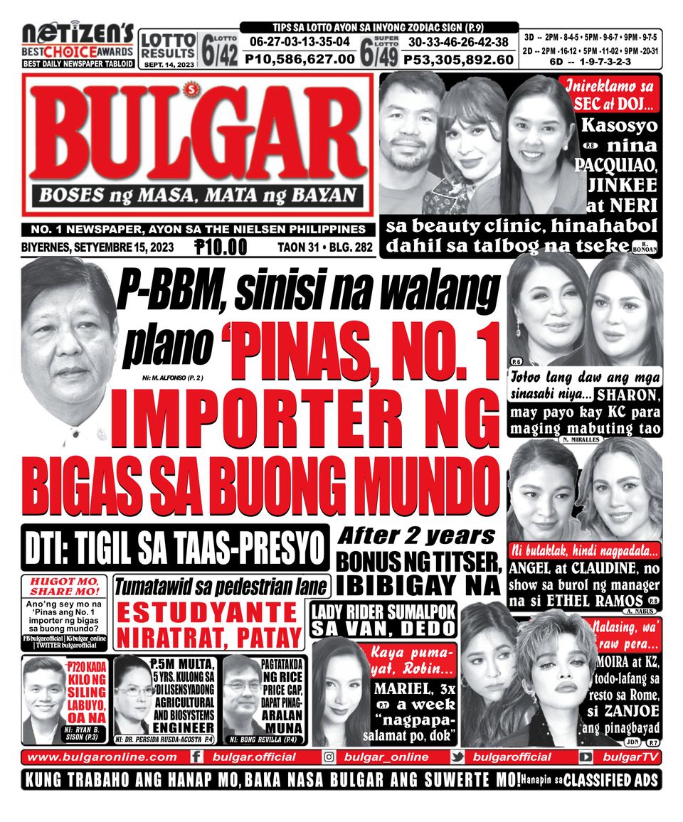Bulgar Newspaper/Tabloid-September 15, 2023 Newspaper