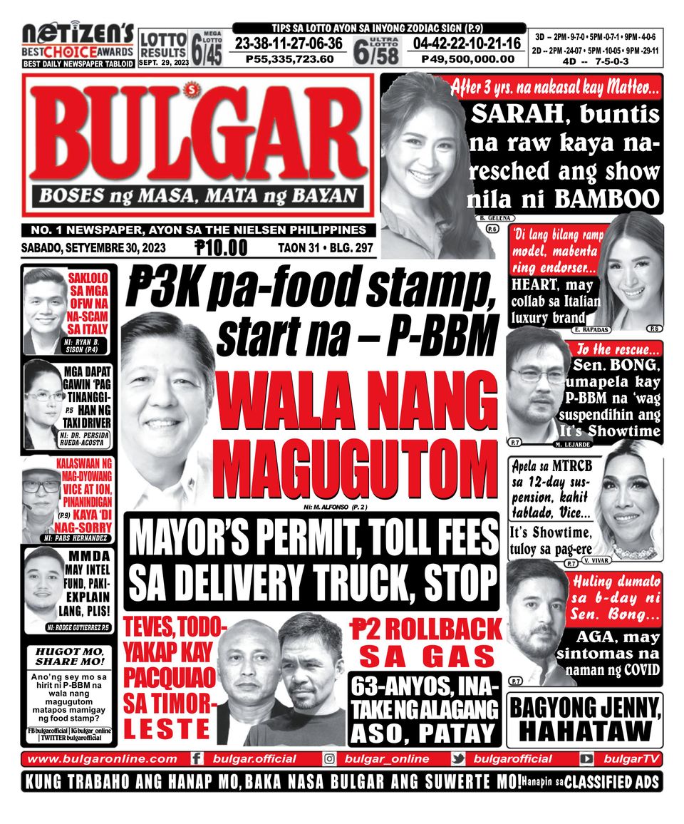 Bulgar Newspaper/Tabloid-September 30, 2023 Newspaper