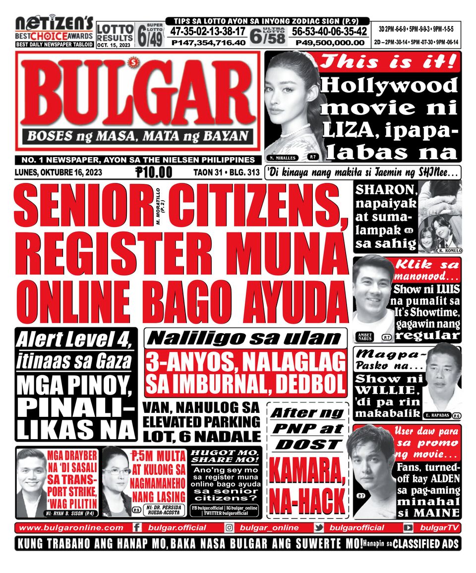 Bulgar Newspaper/Tabloid-October 16, 2023 Newspaper