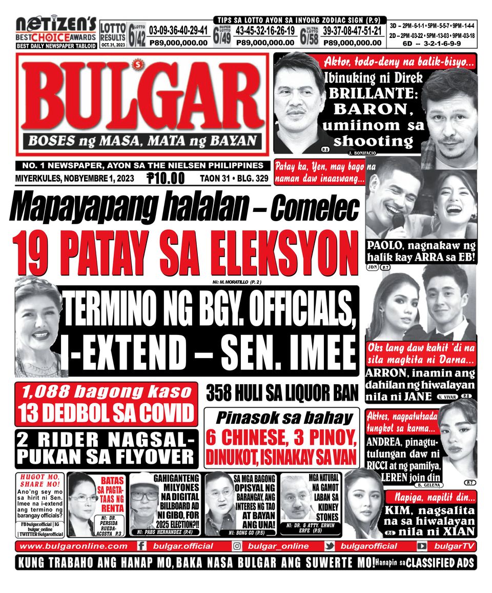 Bulgar Newspaper/Tabloid-November 01, 2023 Newspaper