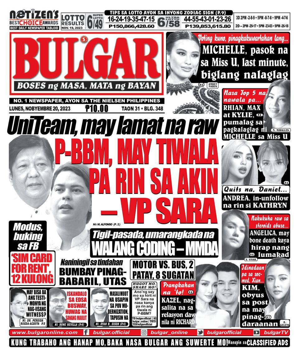 Bulgar Newspaper/Tabloid-November 20, 2023 Newspaper