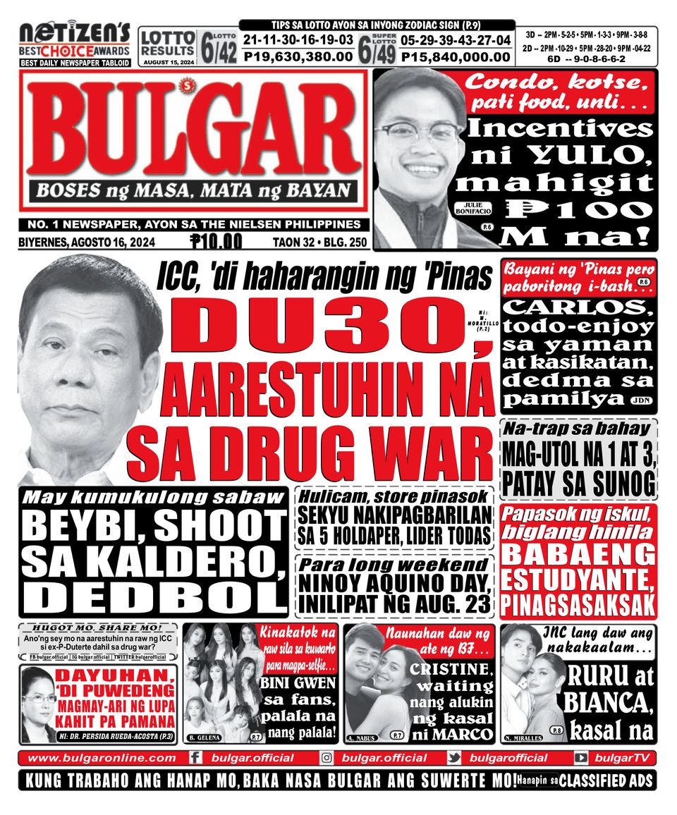 Bulgar Newspaper/Tabloid-August 16, 2024 Newspaper