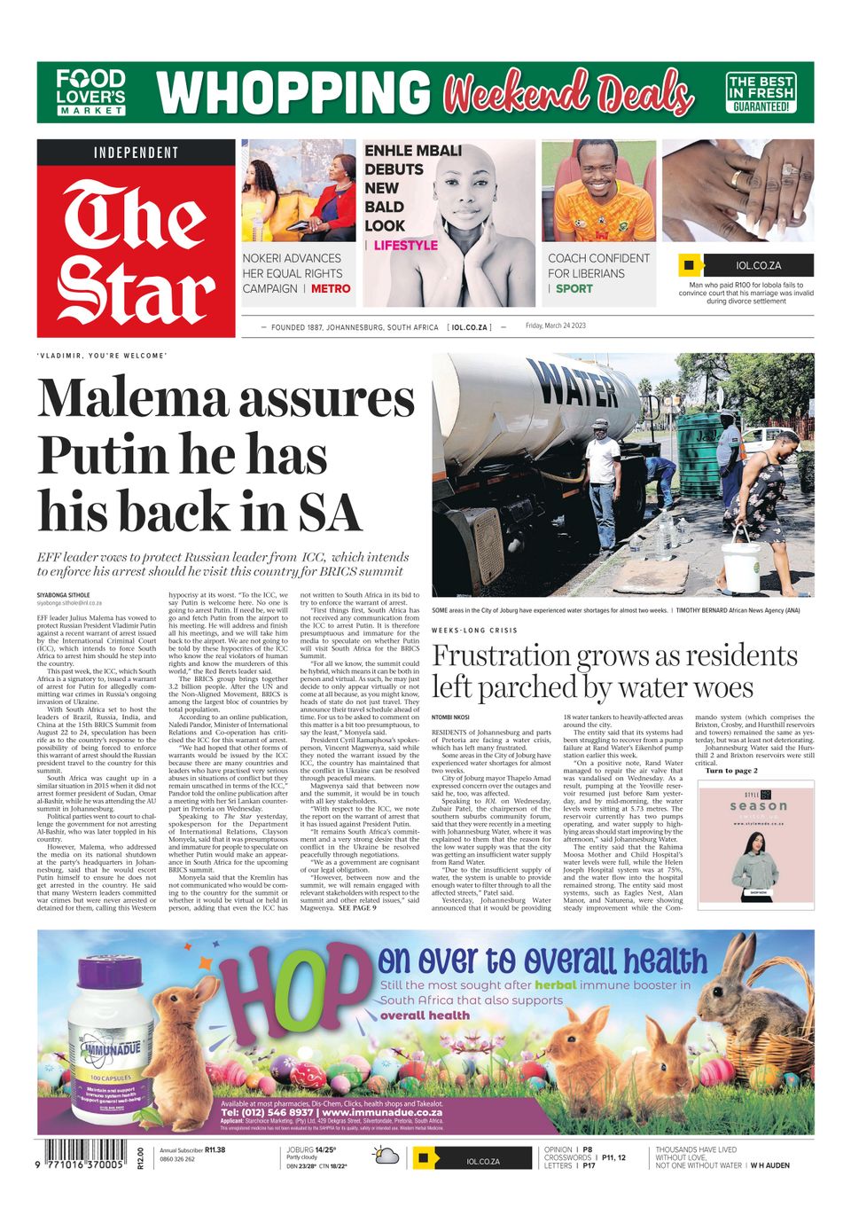 The Star Newspaper Front Page