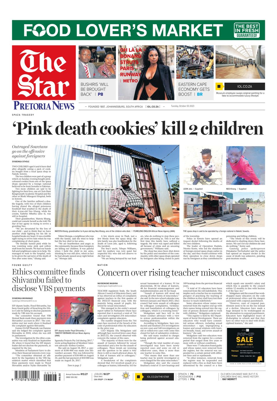 The Star Newspaper Front Page