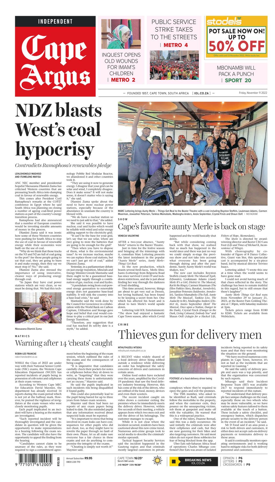 Cape Argus-November 11, 2022 Newspaper - Get your Digital Subscription