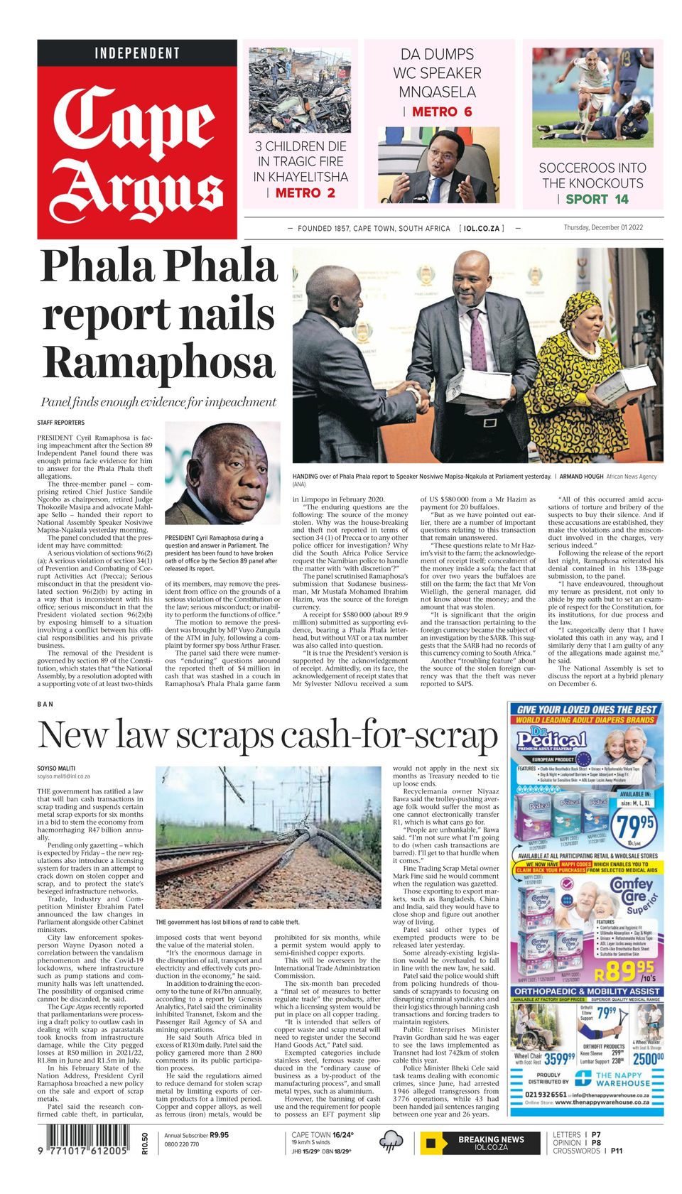 Cape Argus-December 01, 2022 Newspaper - Get your Digital Subscription