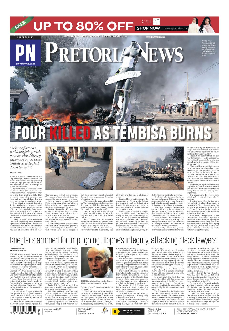 Pretoria News-August 02, 2022 Newspaper - Get your Digital Subscription